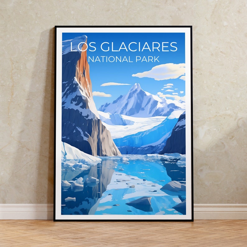 Los Glaciares National Park Travel Poster, Argentina Wall Art ...