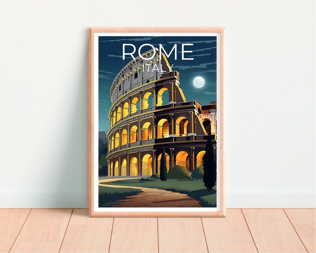 Rome Travel Poster, Colosseum Wall Art, Colosseum Print, Rome Poster ...