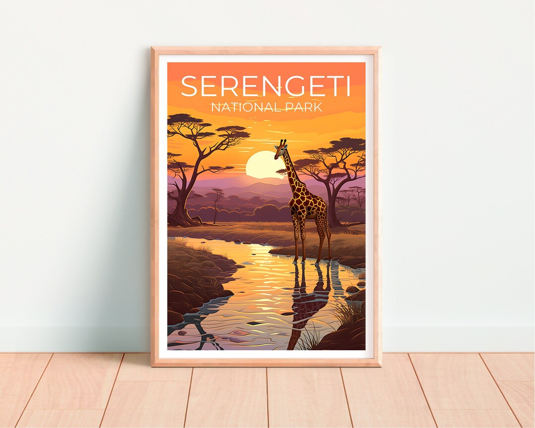 Serengeti Travel Poster, Tanzania Wall Art, Tanzania Print, Serengeti ...