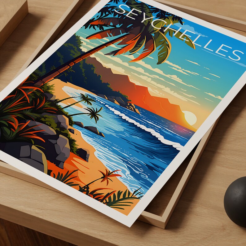 Seychelles Travel Poster, Africa Wall Art, Africa Print, Seychelles ...