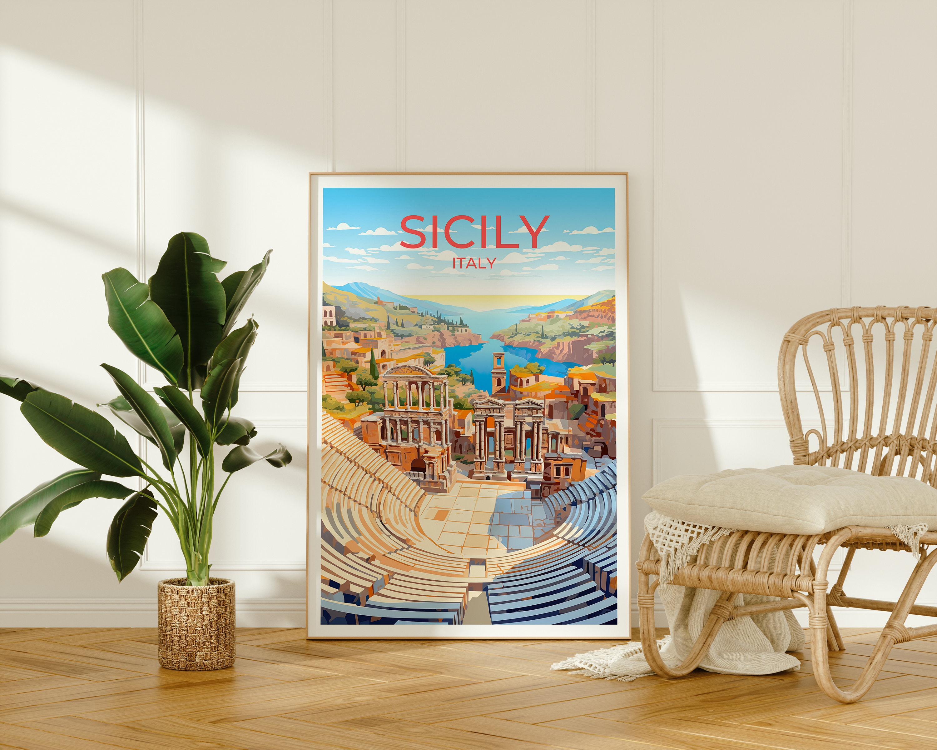 Sicily Travel Poster, Italy Wall Art, Sicily Print, Sicily Poster ...