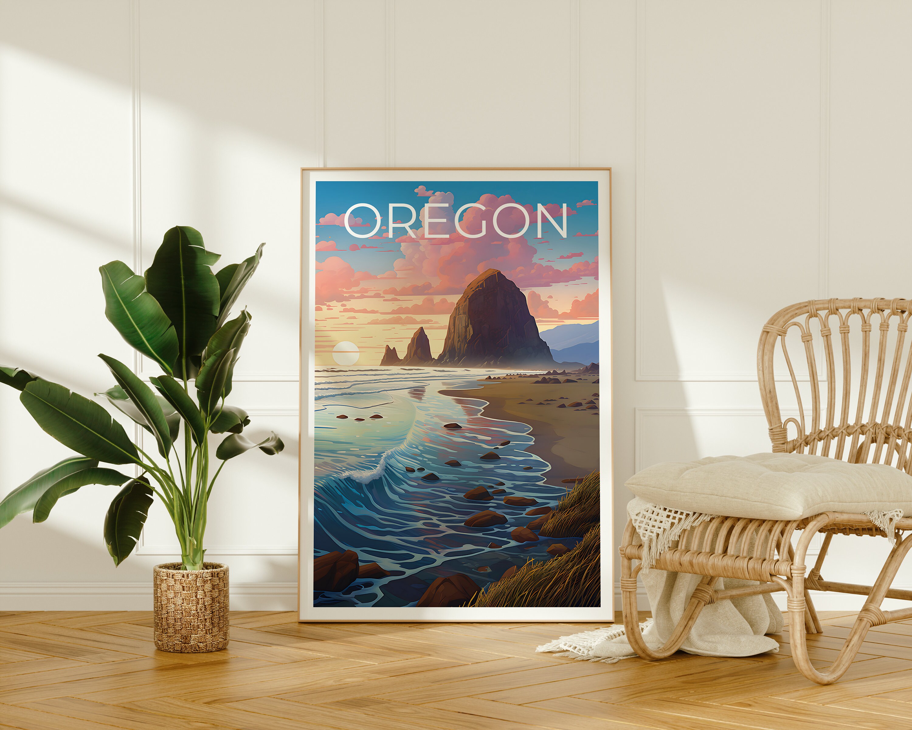 Oregon Travel Poster, Coast Wall Art, Coast Print, Oregon Poster, Coast ...