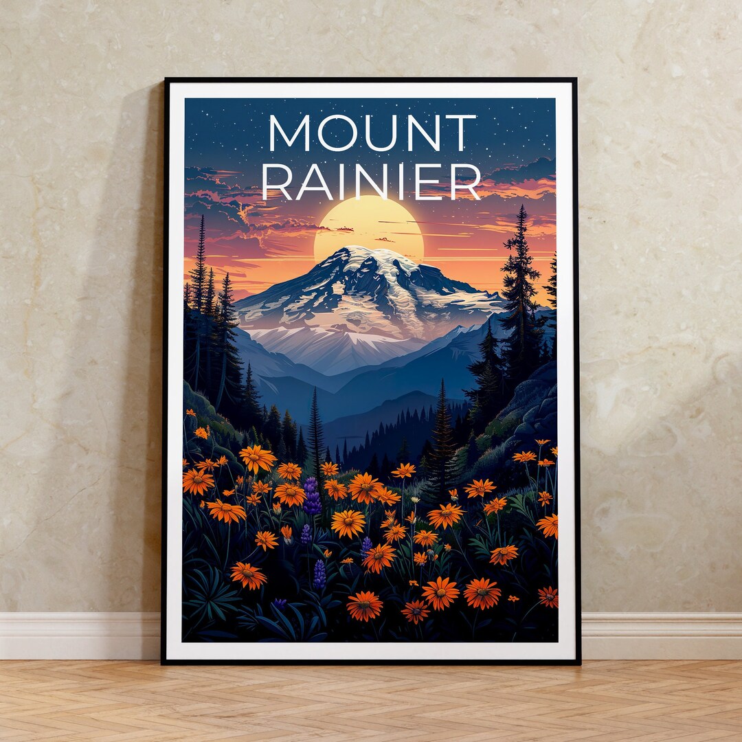 Mount Rainier Poster, Mount Rainier Print, Washington Poster, Mountain ...