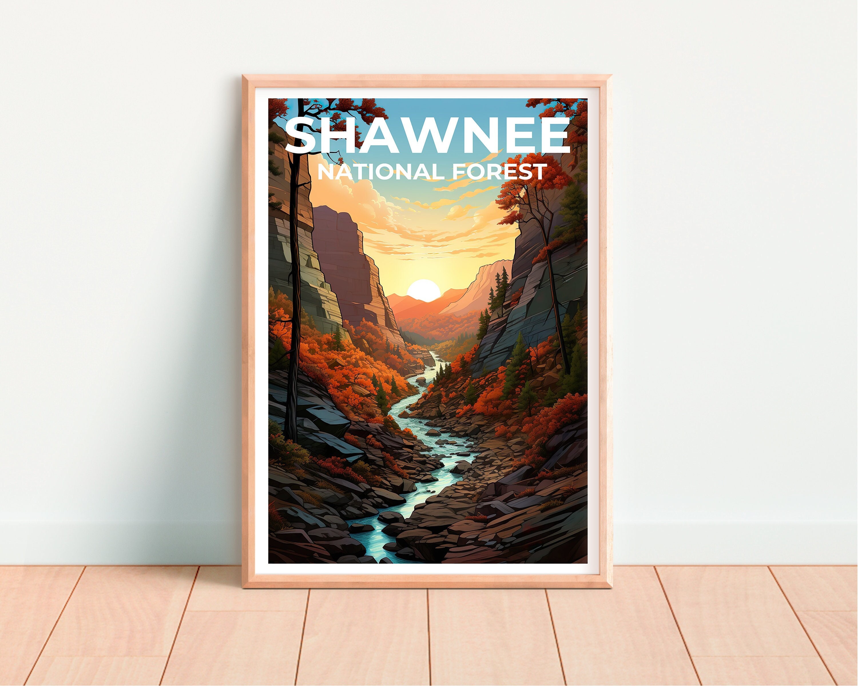 Shawnee Travel Poster, Forest Wall Art, Wilderness Print, Trees Poster, Shawnee Poster, Nature ...
