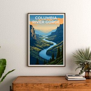 Columbia River Gorge Poster, River Art, River Print, Columbia River ...