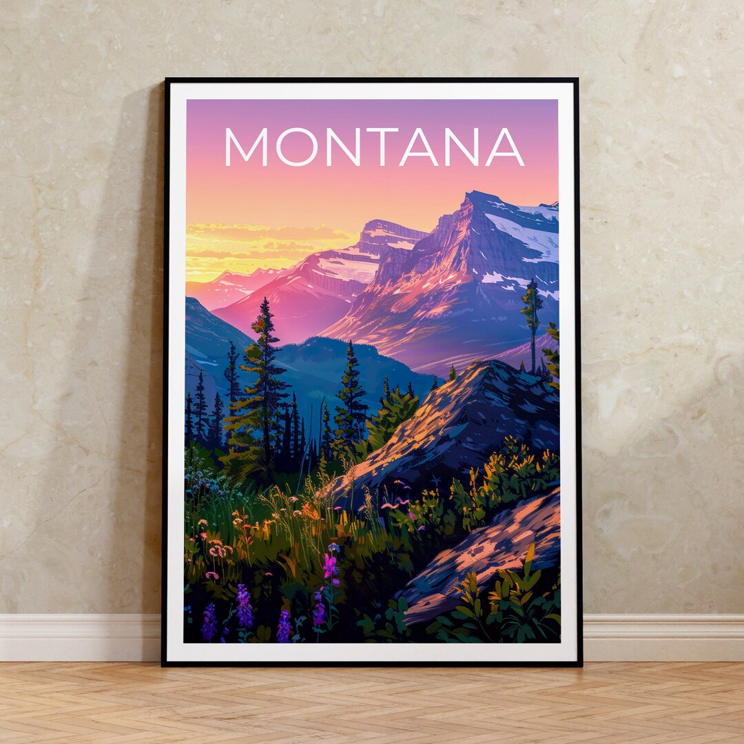Montana Poster, Montana Print, Mountain Poster, Mountain Print, Montana ...