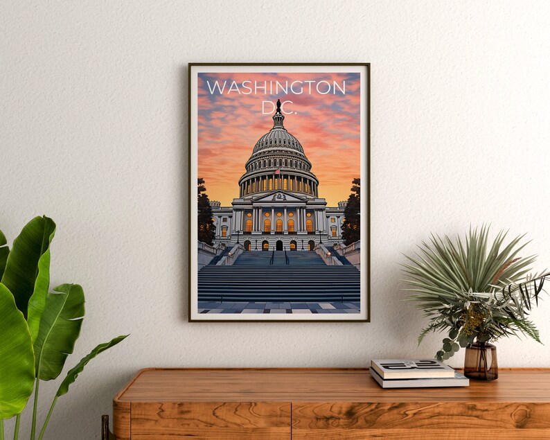 Washington DC Travel Poster, Capitol Building Wall Art, Capitol ...