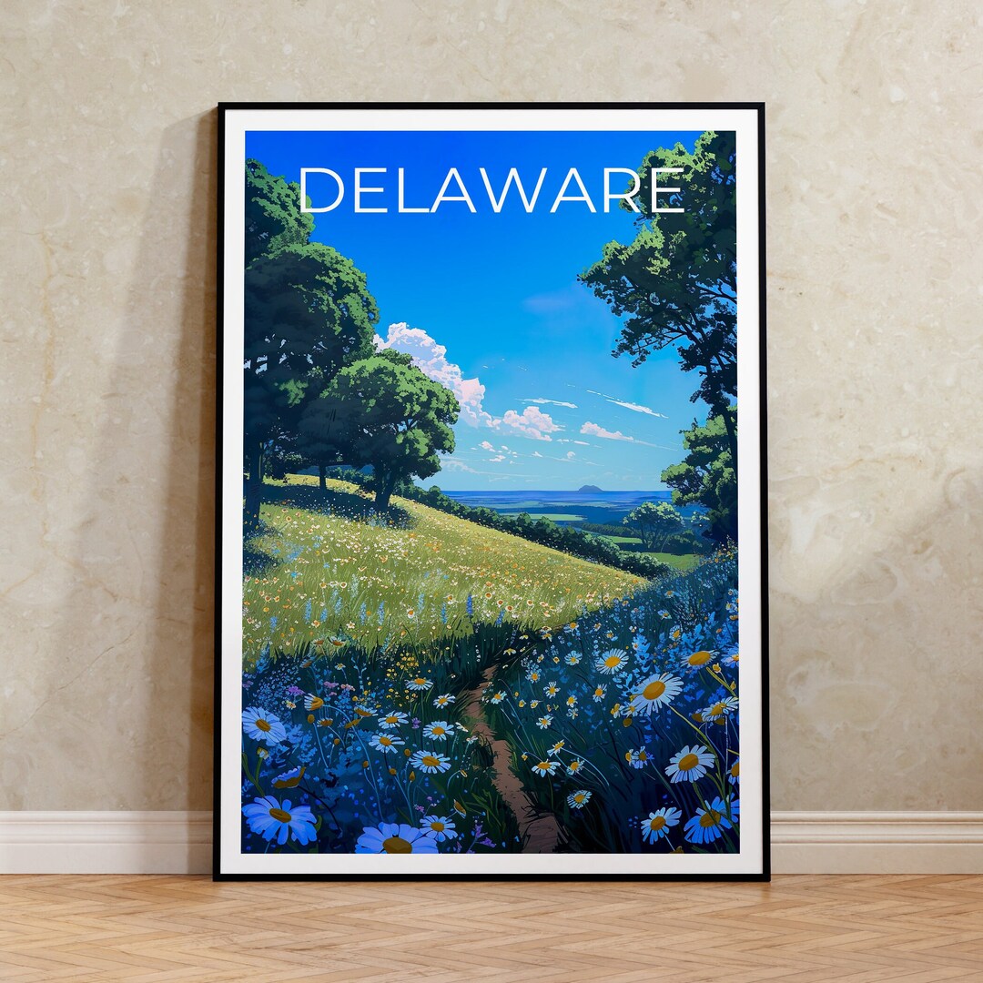 Delaware Travel Poster, Flower Wall Art, Flower Print, Delaware Poster ...