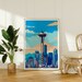 Seattle Travel Poster, Space Needle Wall Art, Seattle Skyline Print ...