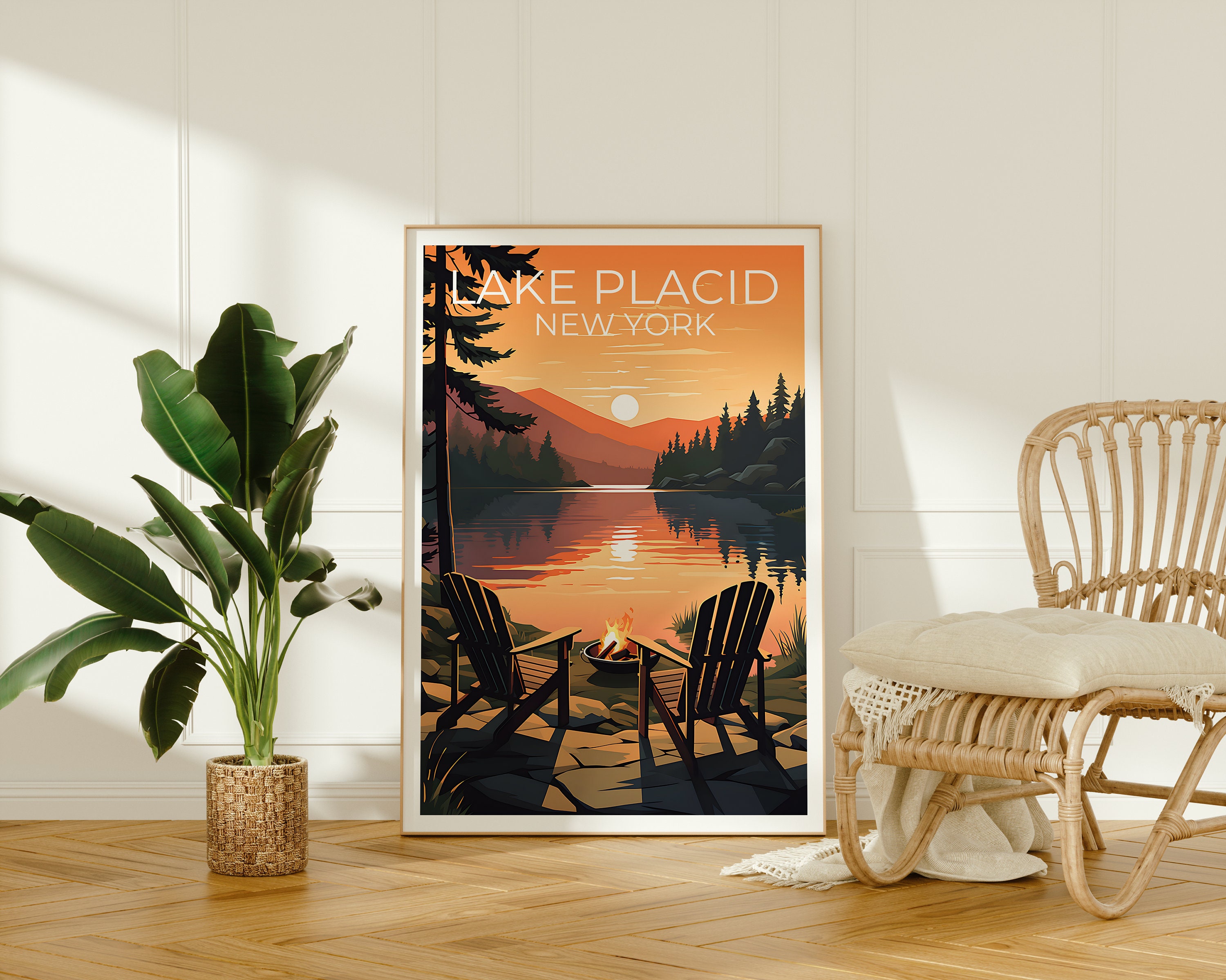 Lake Placid Travel Poster, New York Wall Art, New York Print, Lake ...