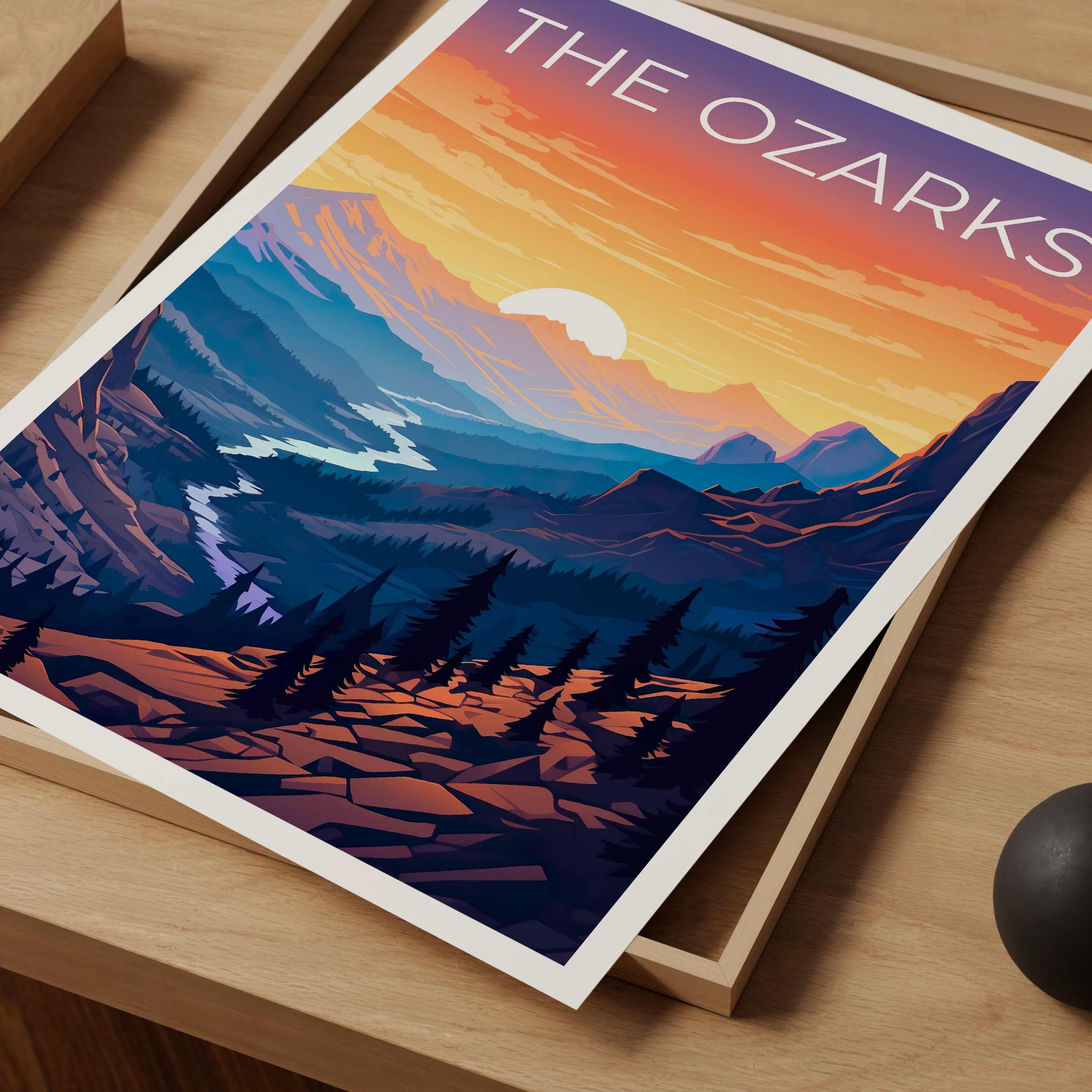 Ozarks Travel Poster, Mountains Wall Art, Mountains Print, Ozarks ...