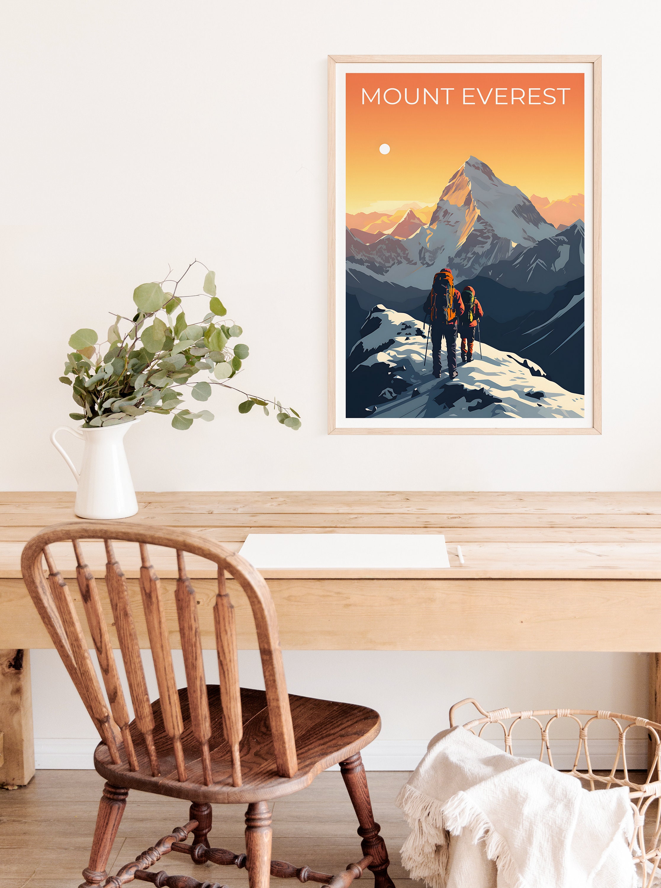 Mount Everest Travel Poster, Himalayas Wall Art, Himalayas Print, Mount ...