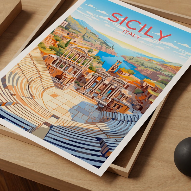 Sicily Travel Poster, Italy Wall Art, Sicily Print, Sicily Poster ...