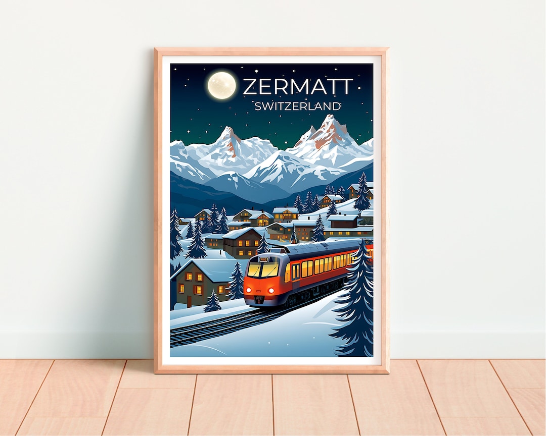 Zermatt Travel Poster, Switzerland Wall Art, Switzerland Print, Zermatt ...