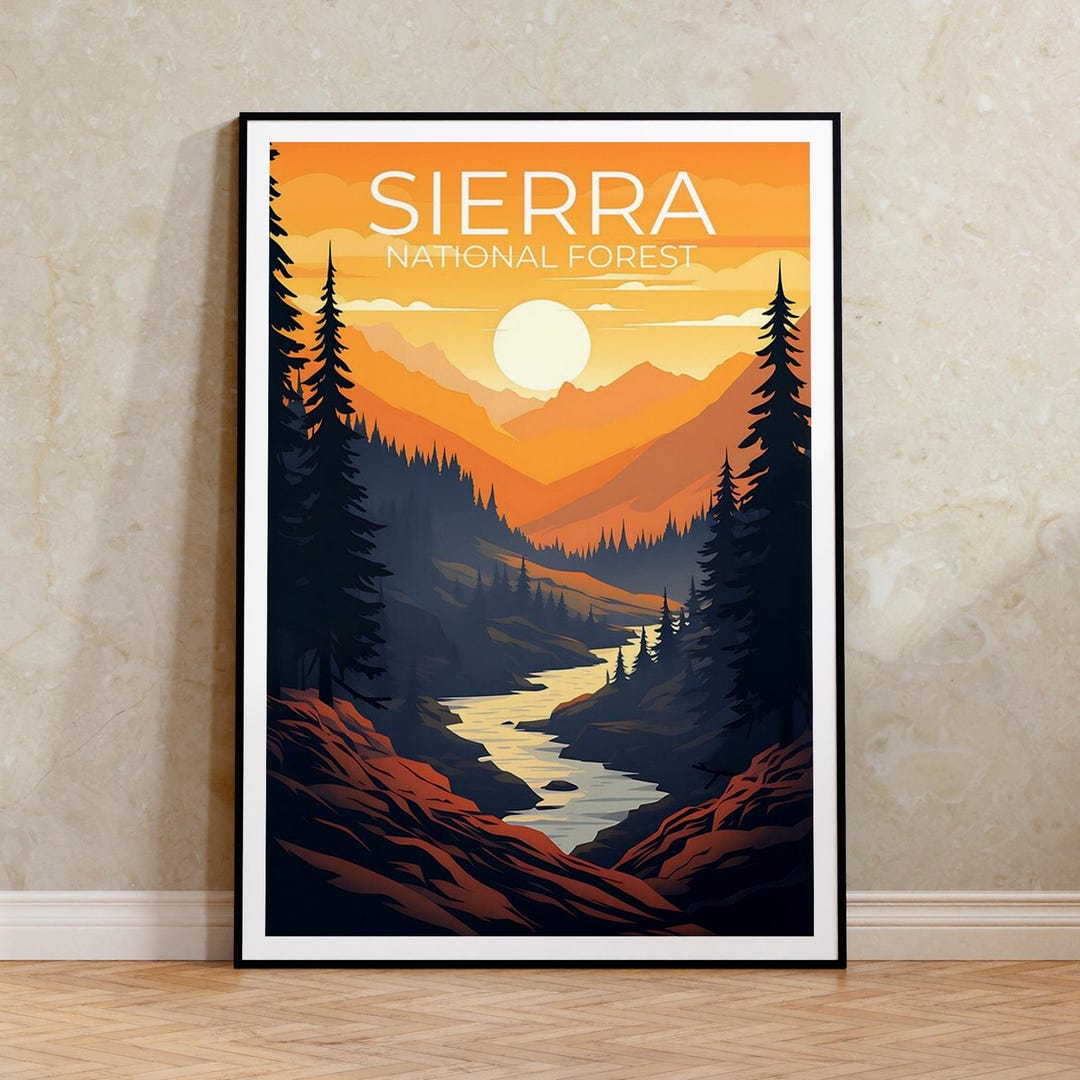 Sierra National Forest Travel Poster, California Wall Art, California ...