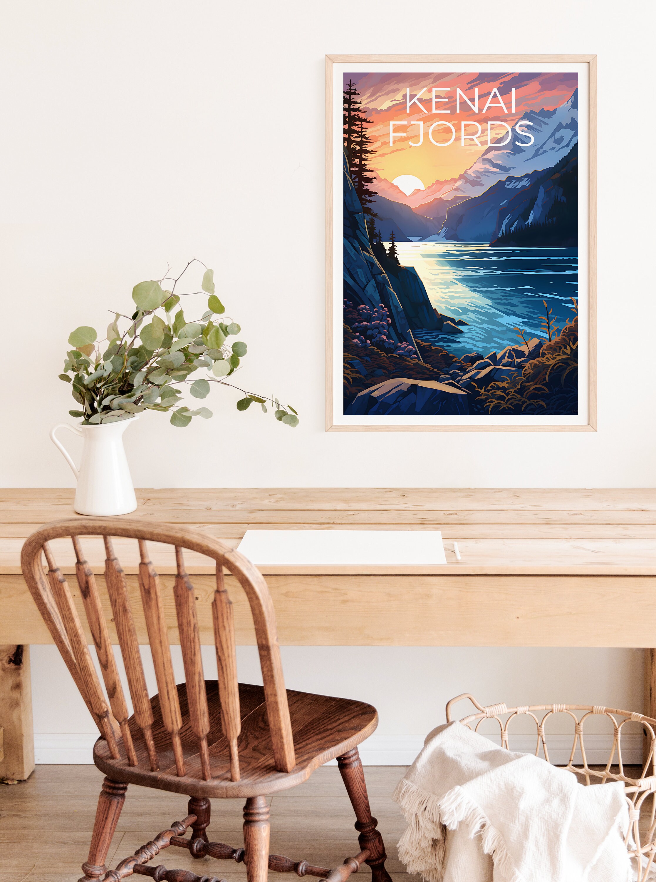 Kenai Fjords Travel Poster, Alaska Wall Art, Alaska Print, Kenai Fjords ...