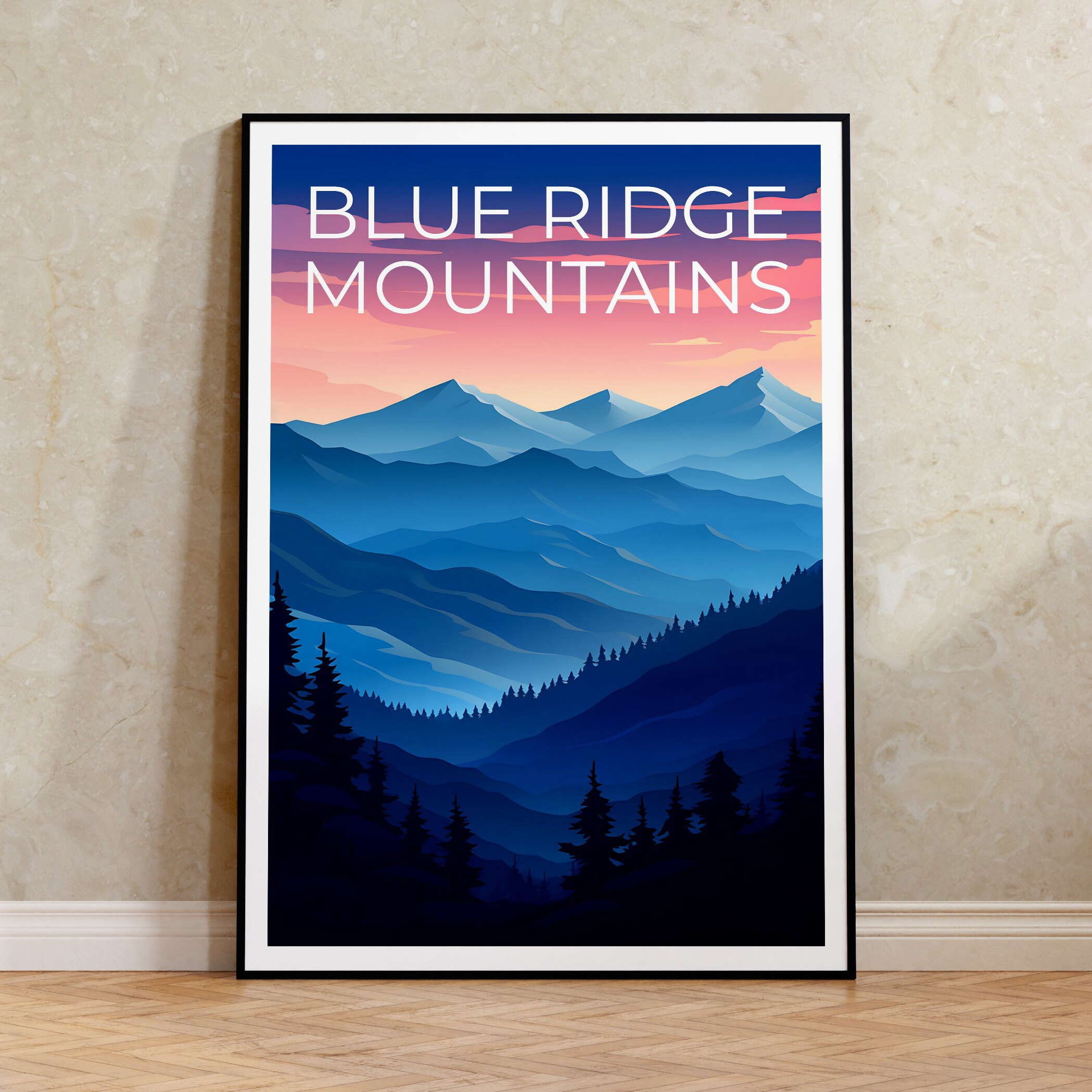 Blue Ridge Travel Poster Nature Art Nature Print Blue Ridge - Etsy