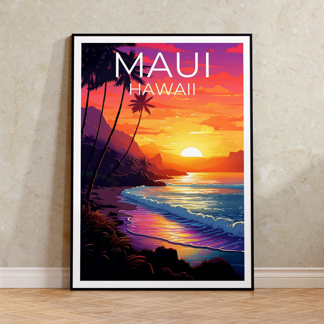 Maui Travel Poster, Hawaii Wall Art, Hawaii Print, Maui Poster, Hawaii ...