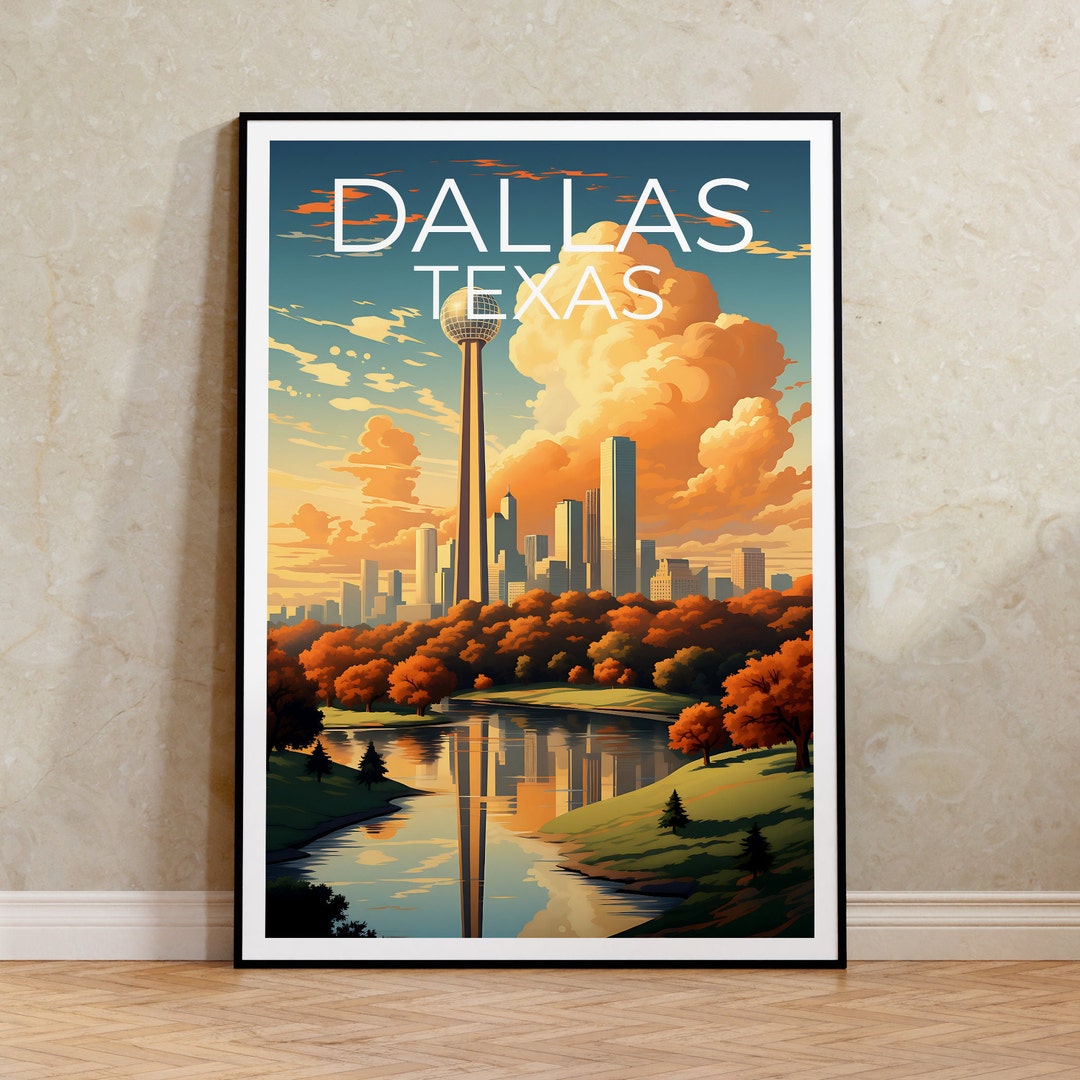 Dallas Travel Poster, Texas Wall Art, Texas Print, Dallas Poster, Texas ...