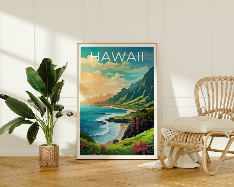 Hawaii Travel Poster, Island Wall Art, Island Print, Hawaii Poster ...
