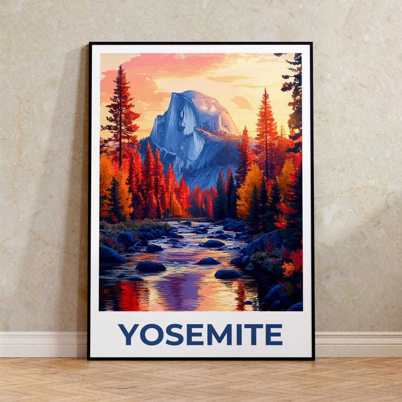 Yosemite National Park Poster, Half Dome Print, California Poster, Half ...