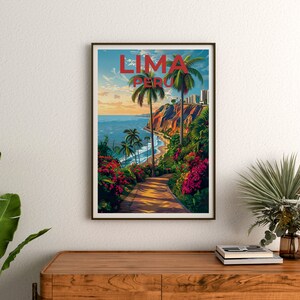Lima Travel Poster, Lima Wall Art, Peru Print, Peru Poster, Miraflores ...