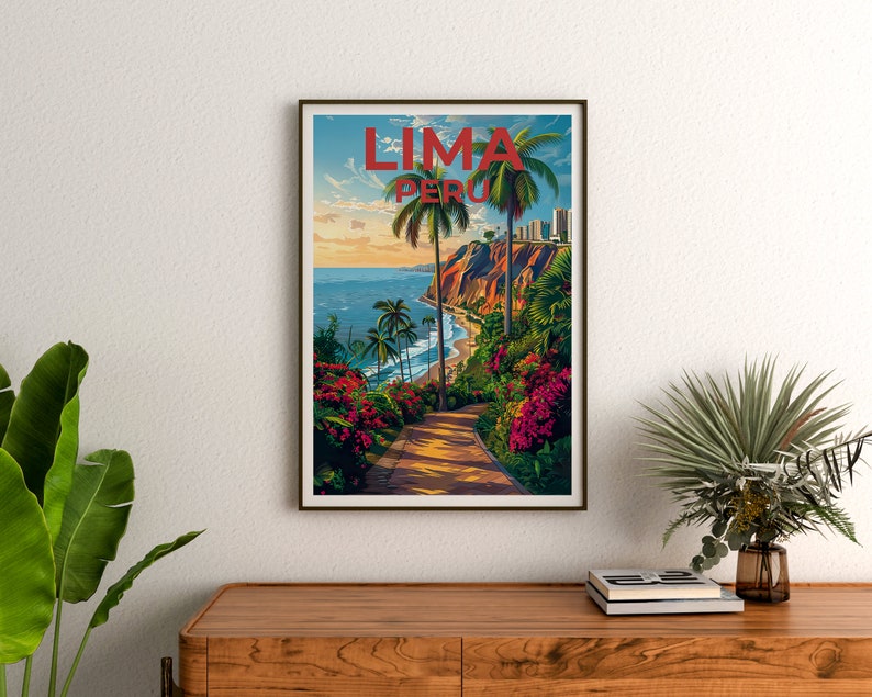Lima Travel Poster, Lima Wall Art, Peru Print, Peru Poster, Miraflores ...