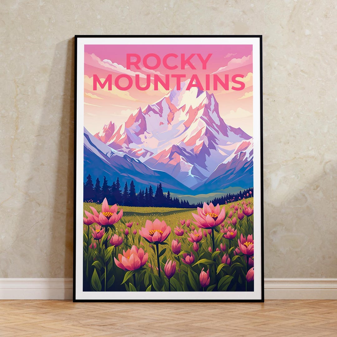 Rocky Mountains Travel Poster, Mountain Wall Art, Mountain Print, Rocky ...