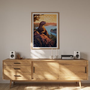 Komodo Travel Poster, Komodo Dragon Wall Art, Komodo Dragon Print ...