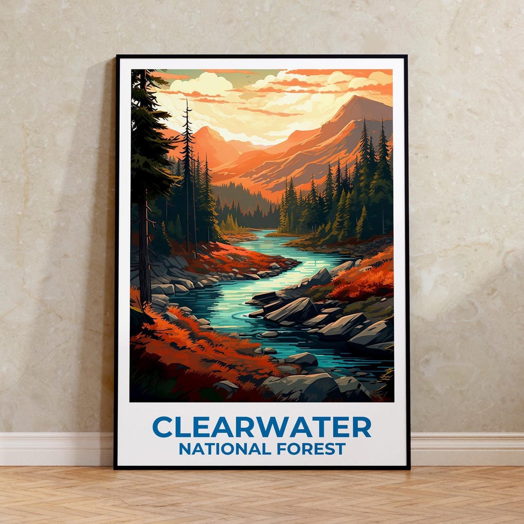 Clearwater National Forest Travel Print Idaho Poster Nez Pierce Wall ...
