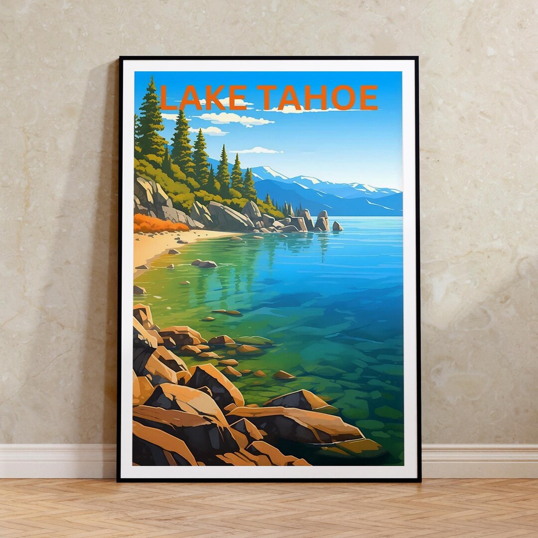 Lake Tahoe Travel Poster, Sierra Nevada Art, California Print, Lake ...