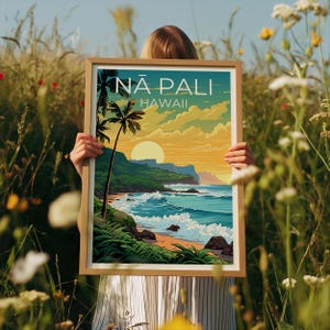 Nā Pali Travel Poster, Hawaii Wall Art, Hawaii Print, Nā Pali Poster ...