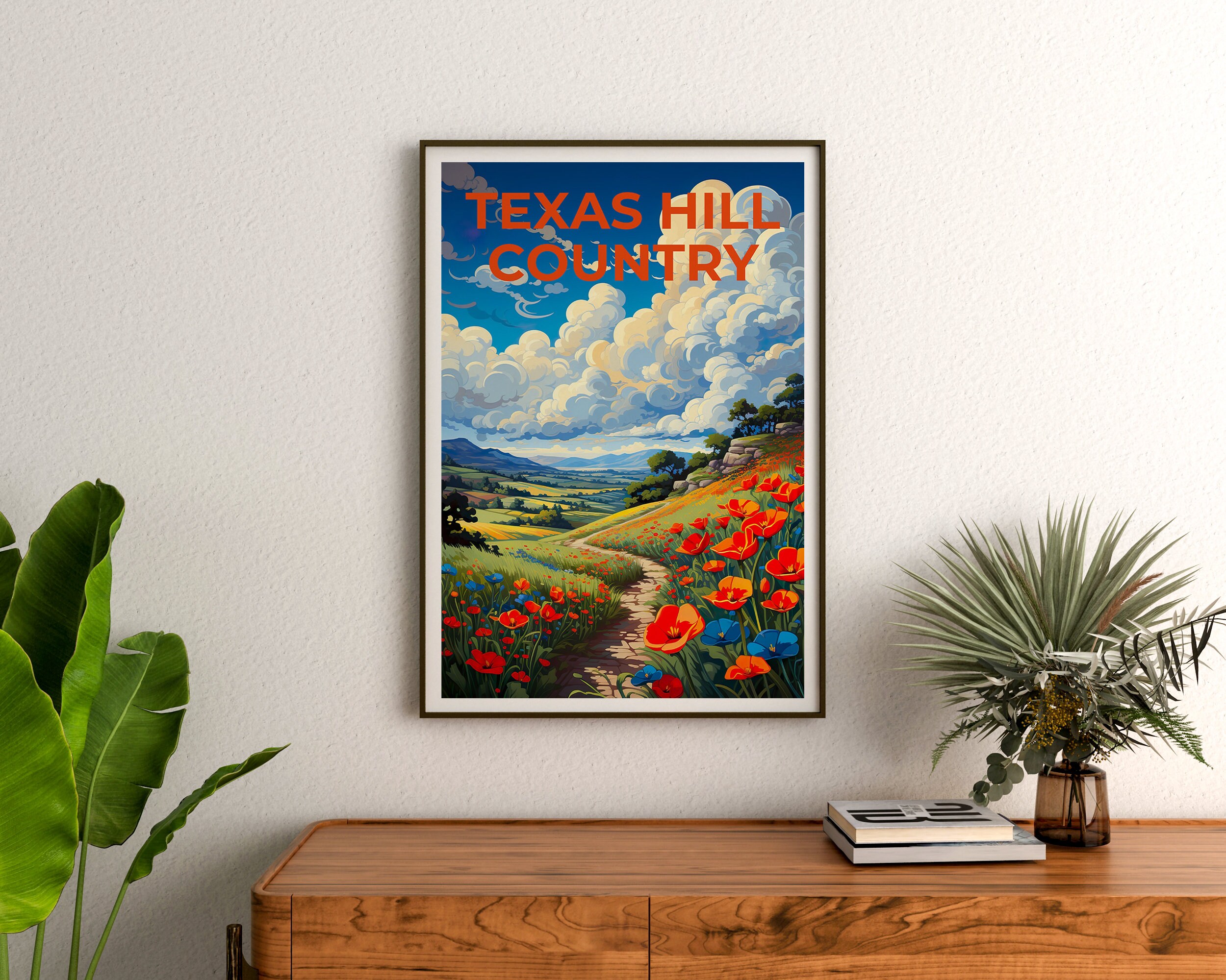 Texas Travel Poster, Texas Hill Country Wall Art, Texas Hill Country ...