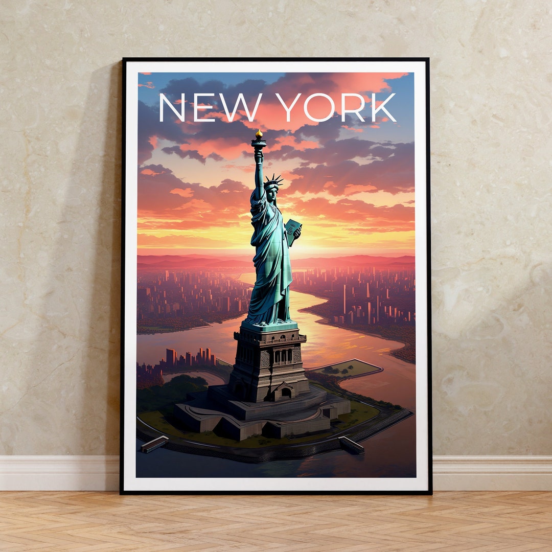 New York Travel Poster, New York Poster, Statue of Liberty Print, New ...