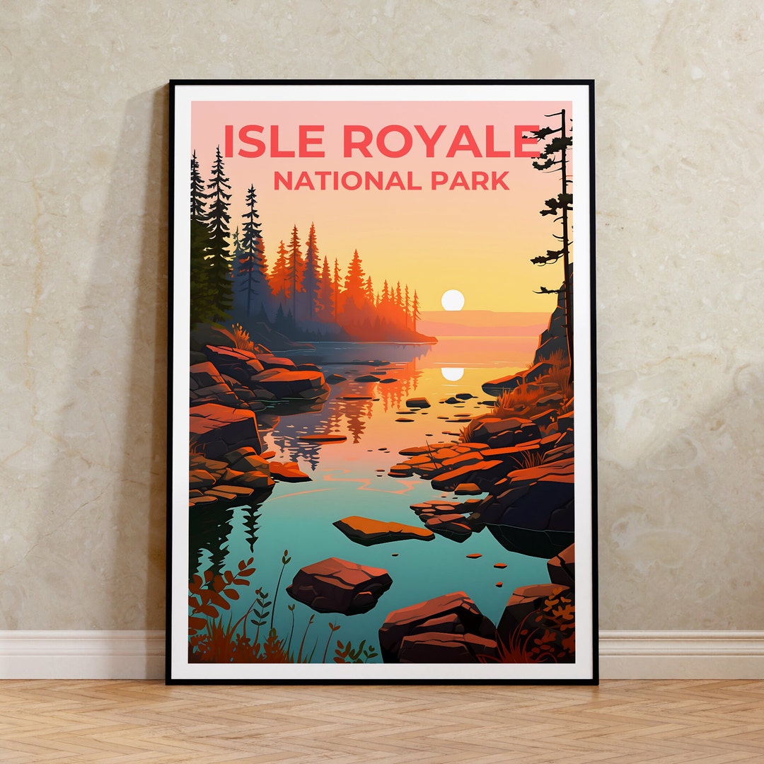Isle Royale Travel Poster, Michigan Wall Art, Michigan Print, Isle ...
