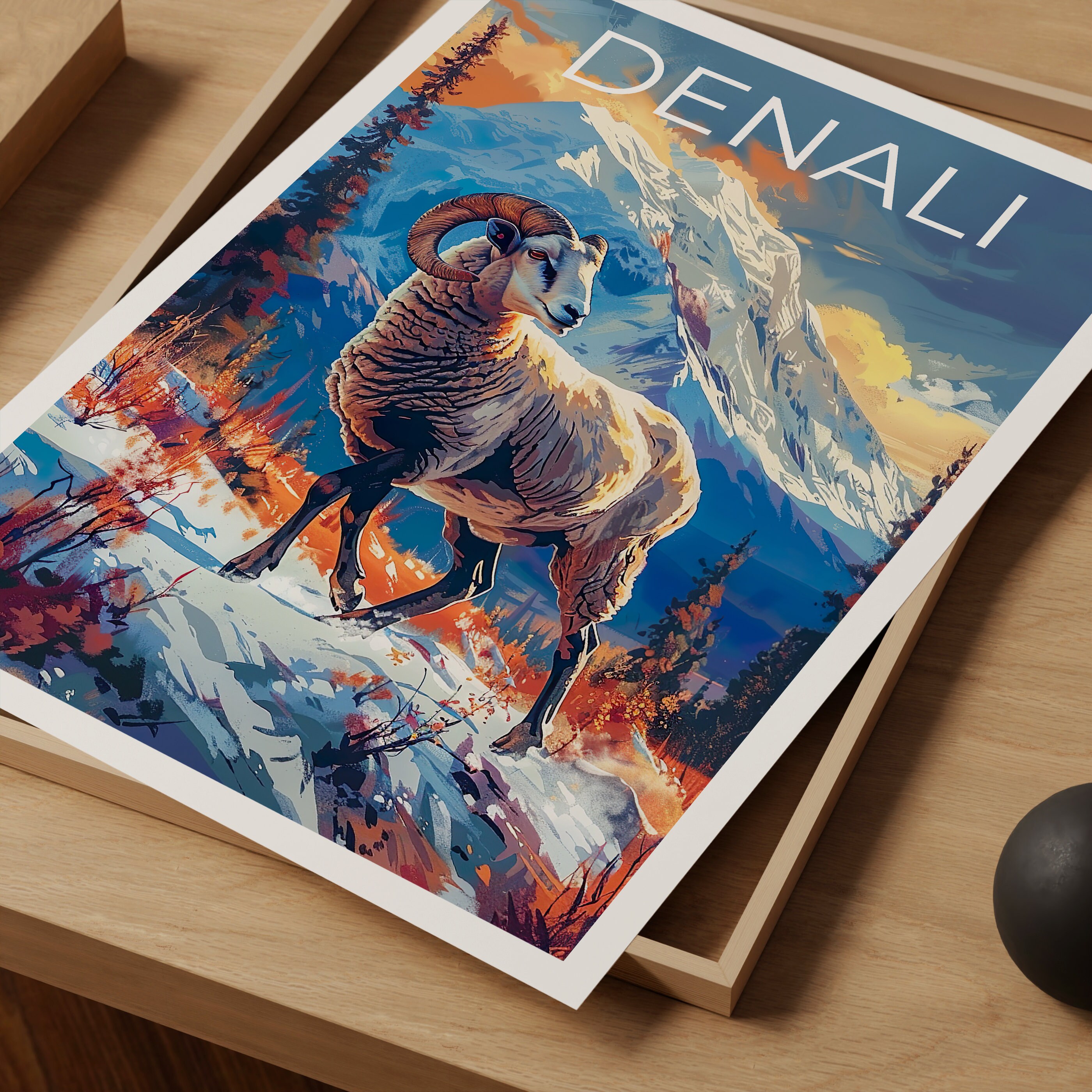 Denali National Park Poster, Denali Print, Denali Art, Ram Poster, Ram ...
