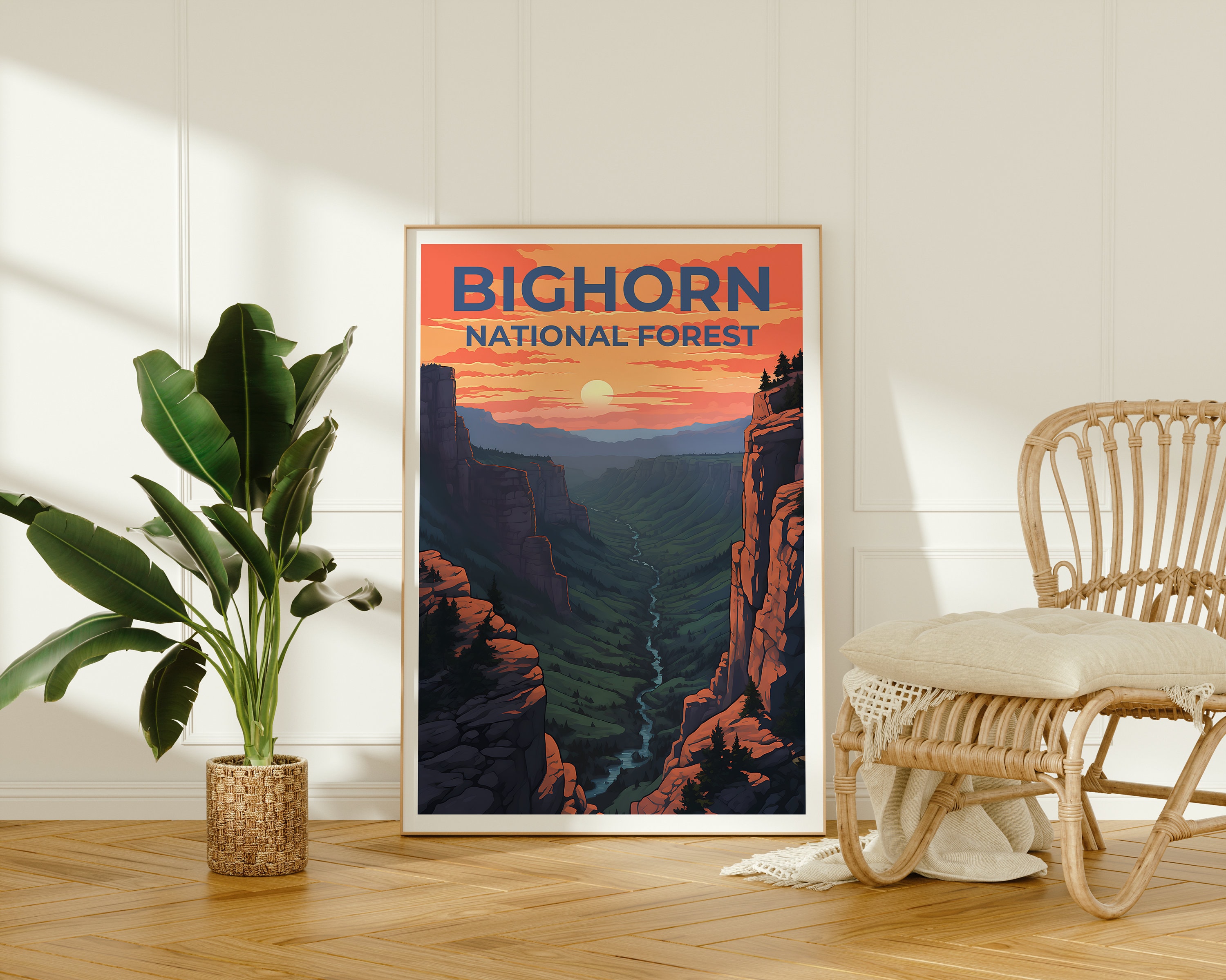 Bighorn Forest Travel Poster, Wyoming Wall Art, Wyoming Print, Bighorn ...