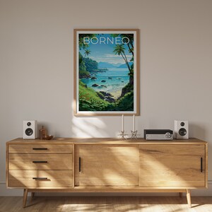 Borneo Poster, Borneo Print, Coast Art, Coast Print, Asia Travel Poster ...