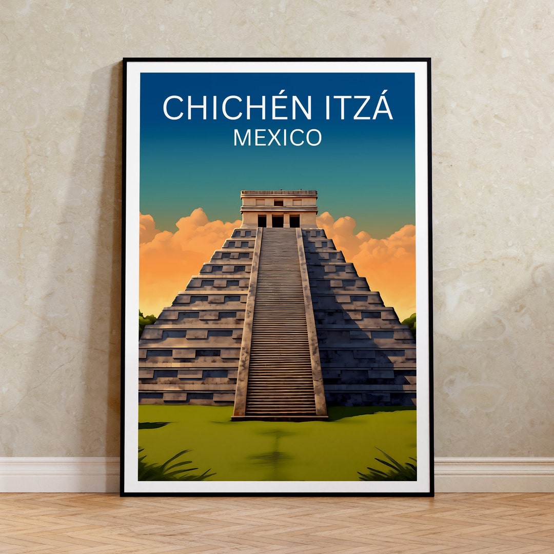 Chichén Itzá Poster, Mexico Wall Art, Mexico Print, Chichén Itzá Poster ...