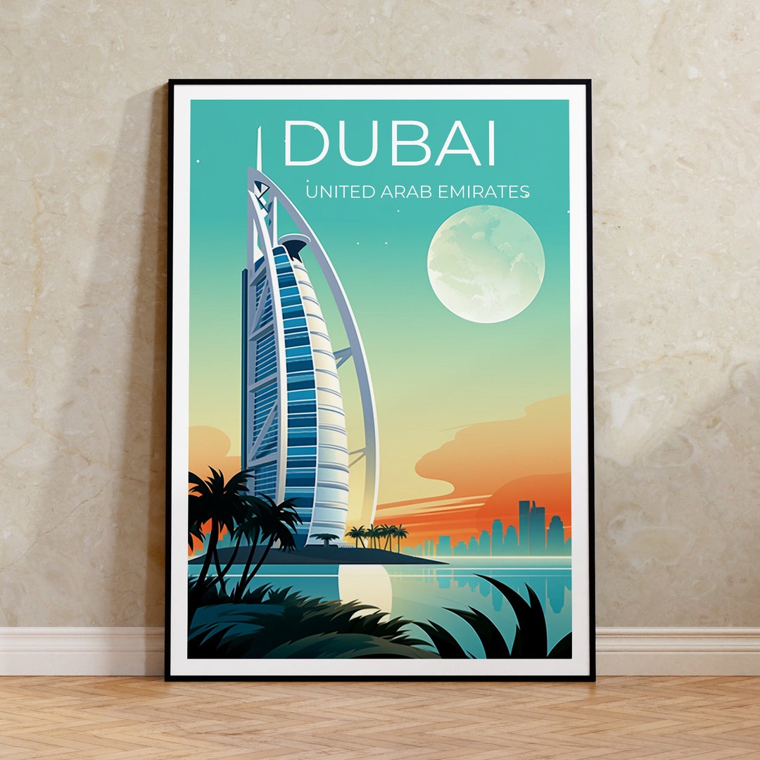 Dubai Travel Poster, Dubai Art, Burj Al Arab Print, Dubai Poster, Burj ...