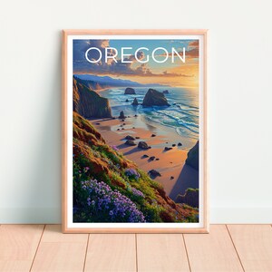 Oregon Travel Poster, Oregon Coast Wall Art, Oregon Coast Print, Oregon ...