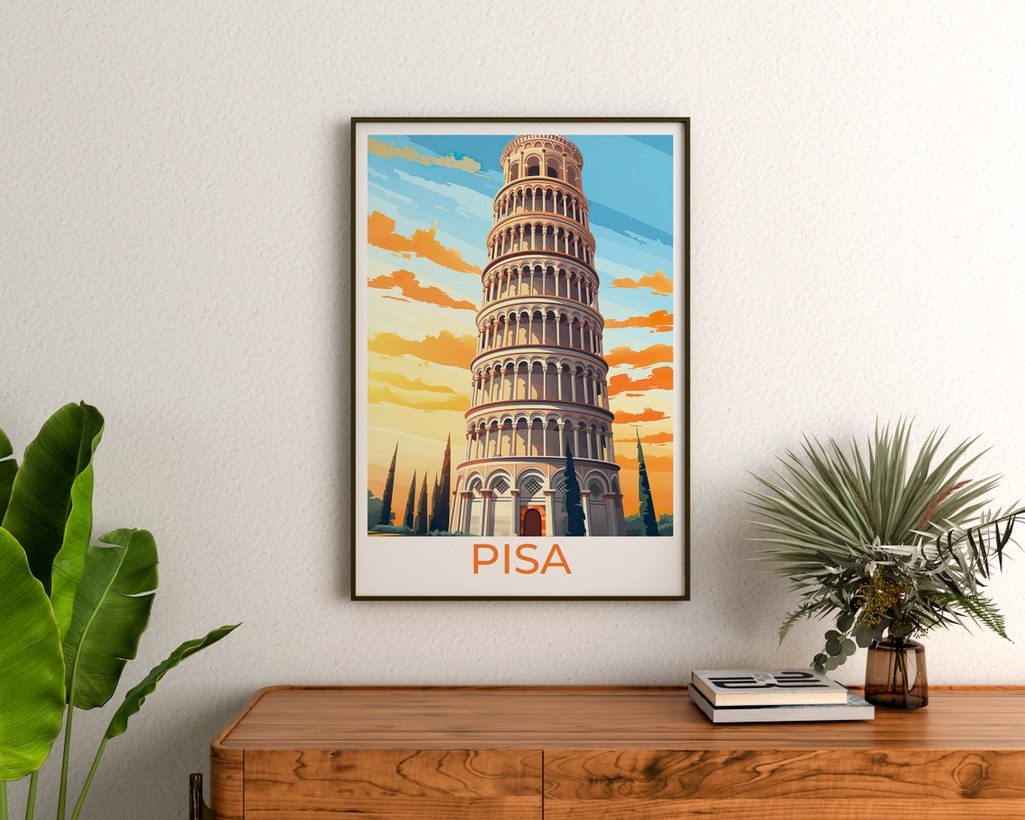 Leaning Tower of Pisa Poster, Italy Wall Art, Leaning Tower of Pisa ...