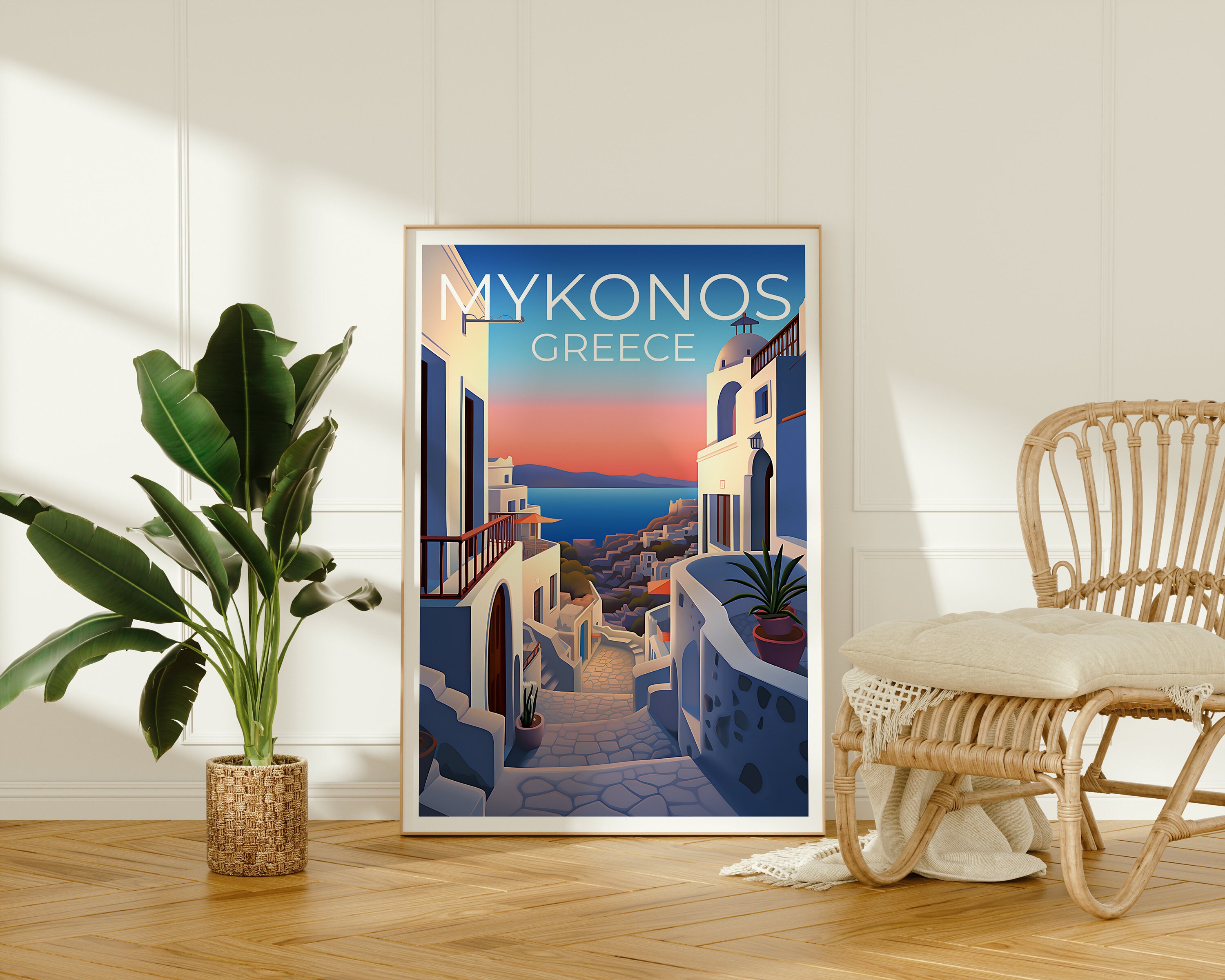 Mykonos Travel Poster, Greece Wall Art, Greece Print, Mykonos Poster ...