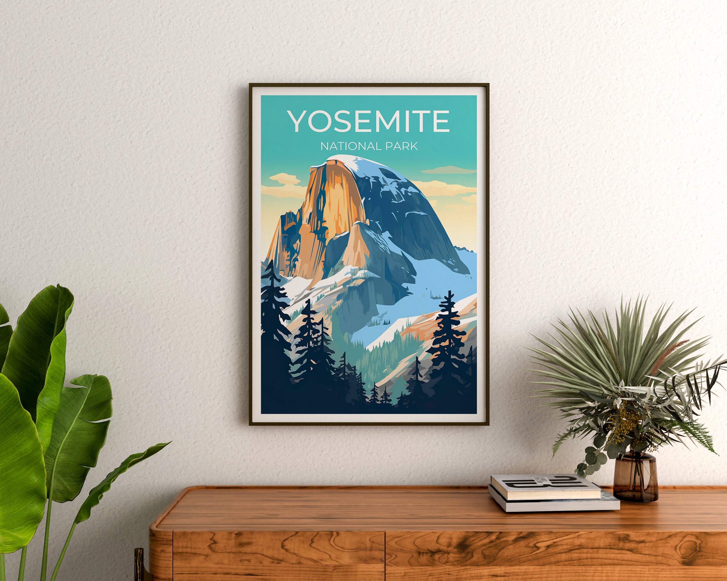 Yosemite Travel Poster, Half Dome Wall Art, Yosemite Print, Yosemite ...