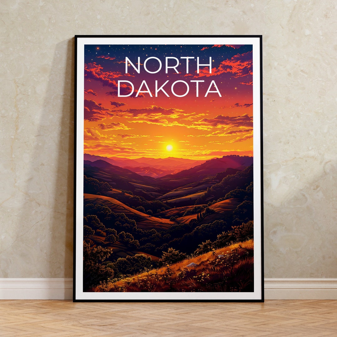 North Dakota Poster, North Dakota Print, Rolling Hills Poster, Prairie ...