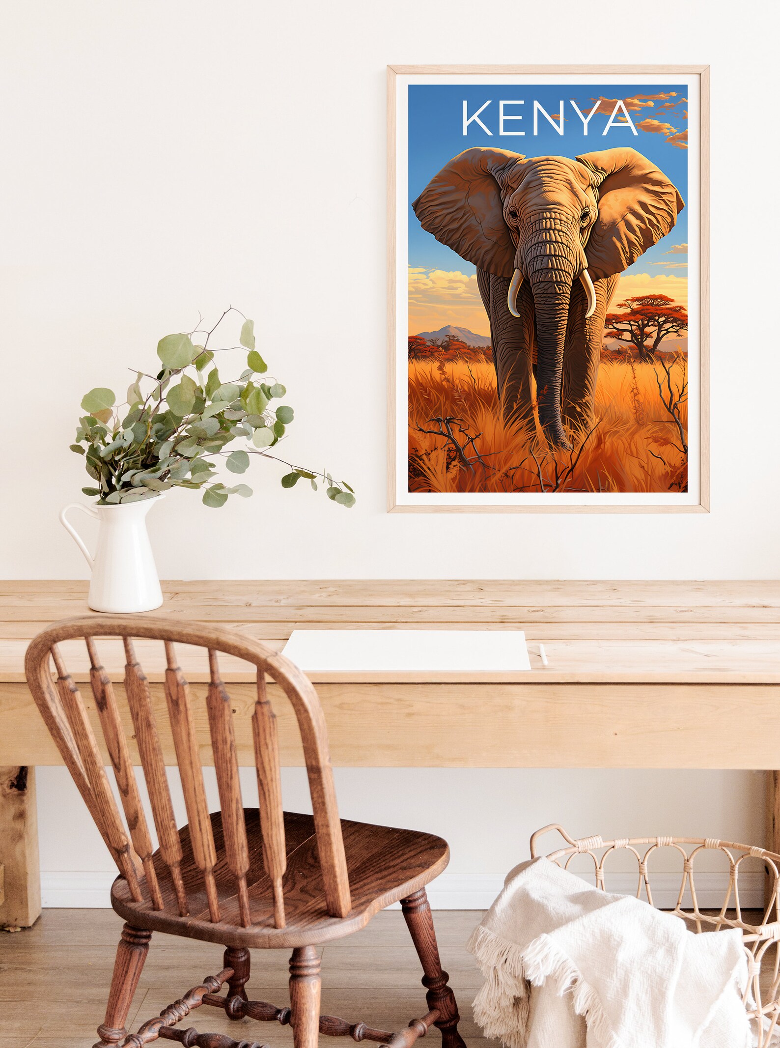 Kenya Poster, Kenya Print, Elephant Poster, Elephant Print, Africa ...