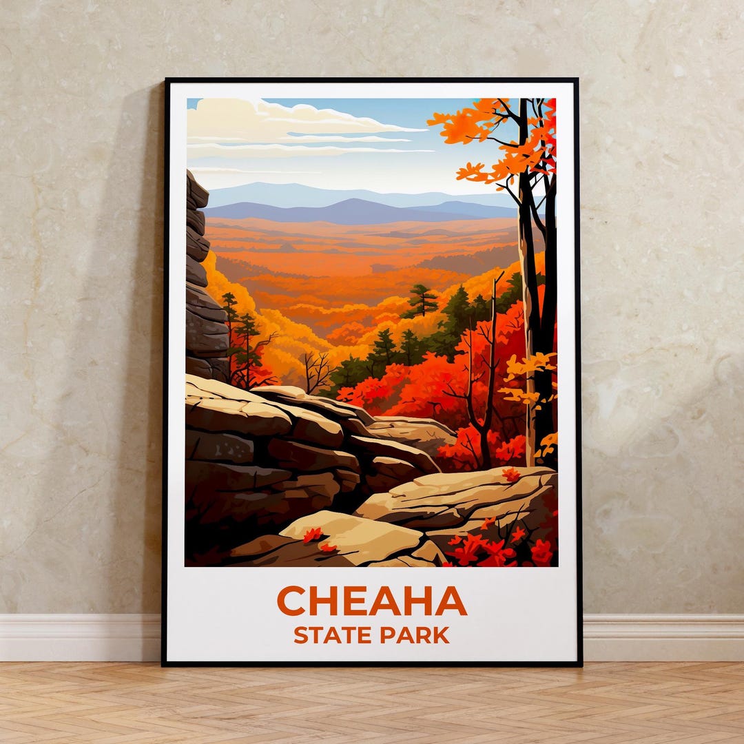 Cheaha State Park Travel Print, Alabama Poster, Autumn Wall Art, Forest ...