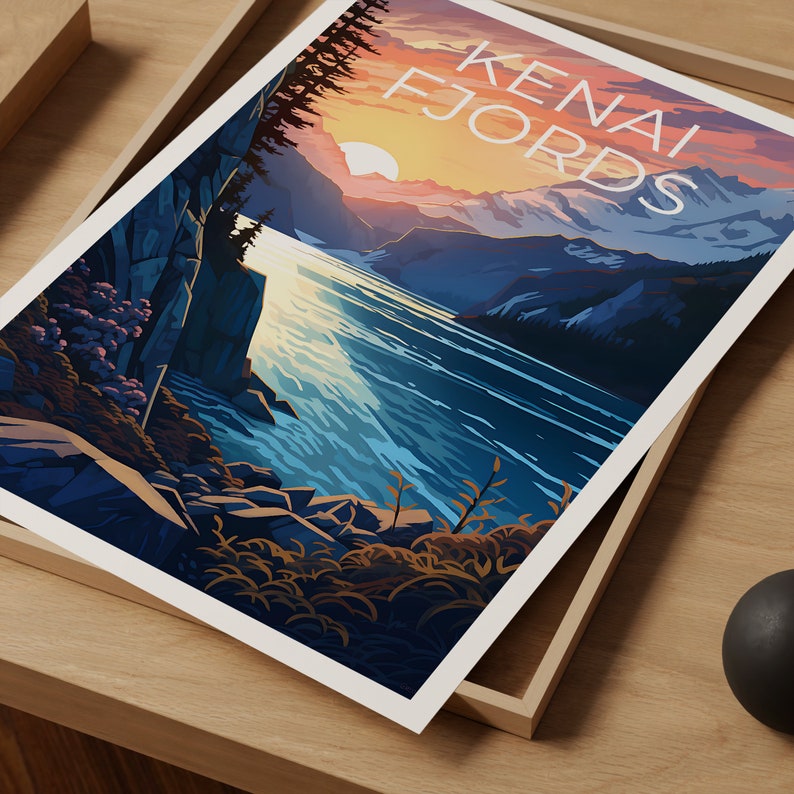 Kenai Fjords Travel Poster, Alaska Wall Art, Alaska Print, Kenai Fjords ...