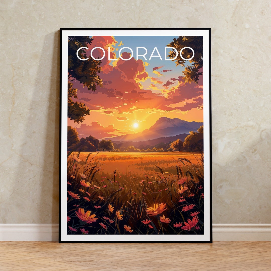 Colorado Poster, Colorado Print, Colorado Art, Mountain Print, Flowers ...