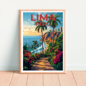 Lima Travel Poster, Lima Wall Art, Peru Print, Peru Poster, Miraflores ...